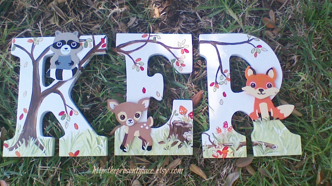 Fox Lettersforest Animal Letterswooden Letters - Etsy