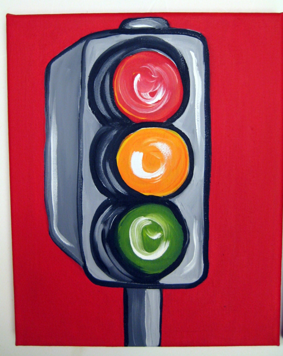 Traffic light paintingbright redtraffic light painting | Etsy
