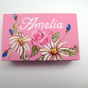Personalized Pink Memory Box With Daisies and Roses. Shower Gift ...