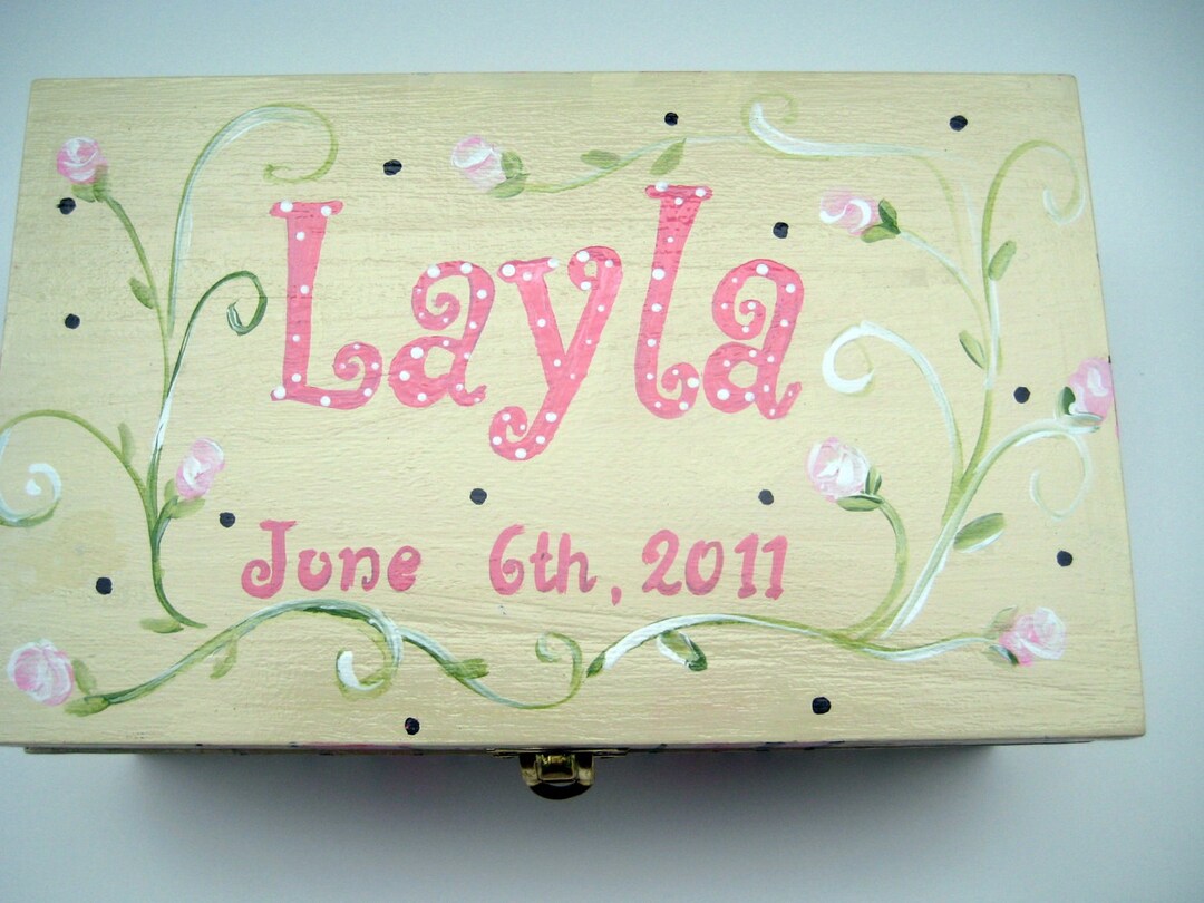 Keepsake Box,pink,brown,personalized Keepsake Box.children's Memory ...
