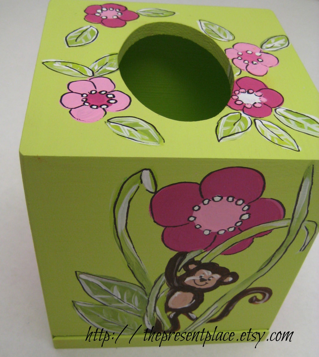 Tissue Box Cover,playful Monkeys,girly Jungle Decor,girly Jungle ...