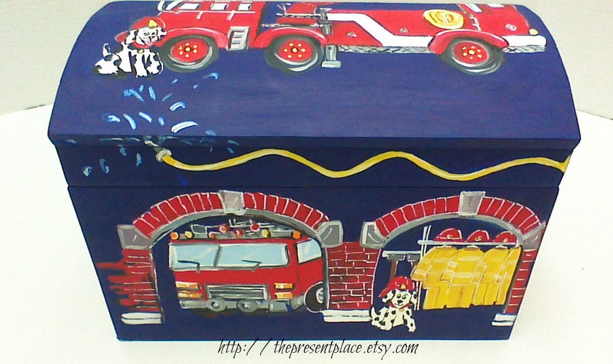 Large Personalizedfireman Boxfire Truck Keepsake Boxfire | Etsy