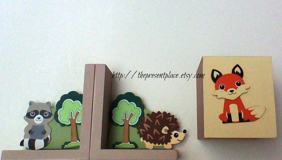 Personalized forest bookendsfox bookends | Etsy