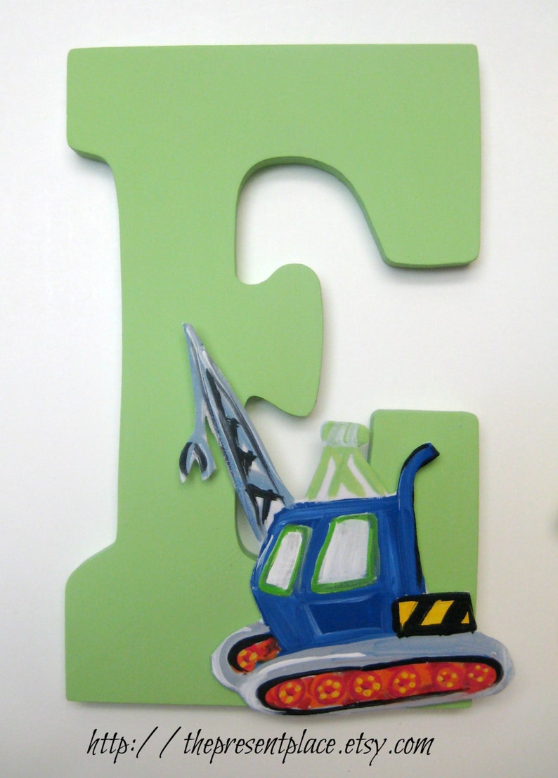 Boys construction wooden letters | Etsy