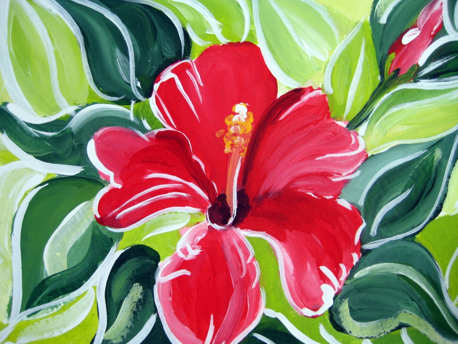 Hibiscus flower paintingoriginal acrylic paintinghibiscus | Etsy