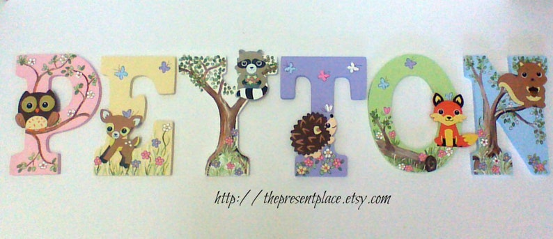 Forest Animal Wooden Letters: Nursery Decor, Girl's Room - Etsy
