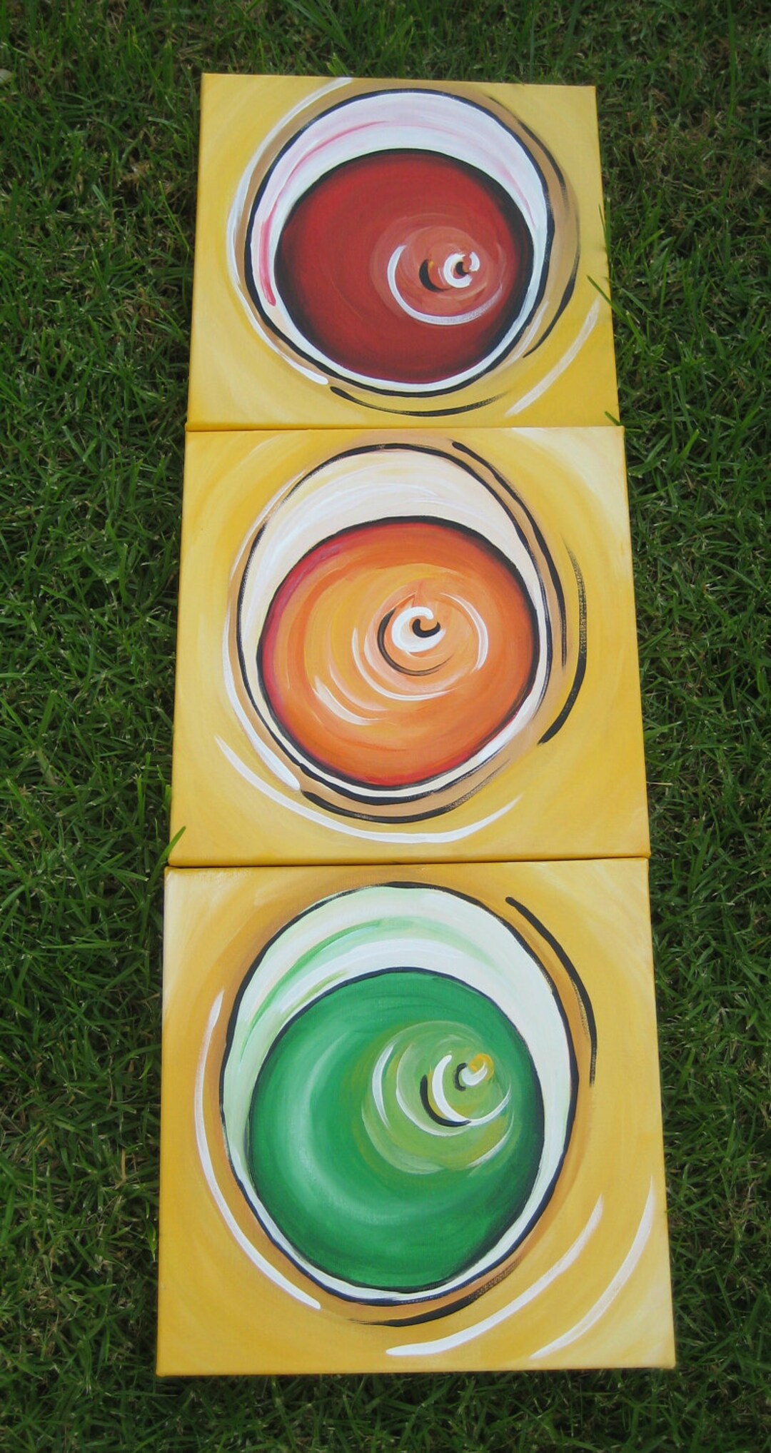 Traffic Light Painting on Three Canvases - Original Design - Etsy