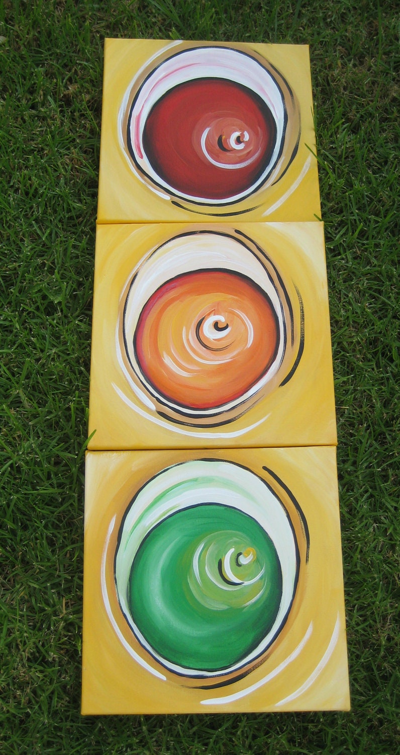 A Large Original Traffic Light Painting on Three 12x - Etsy