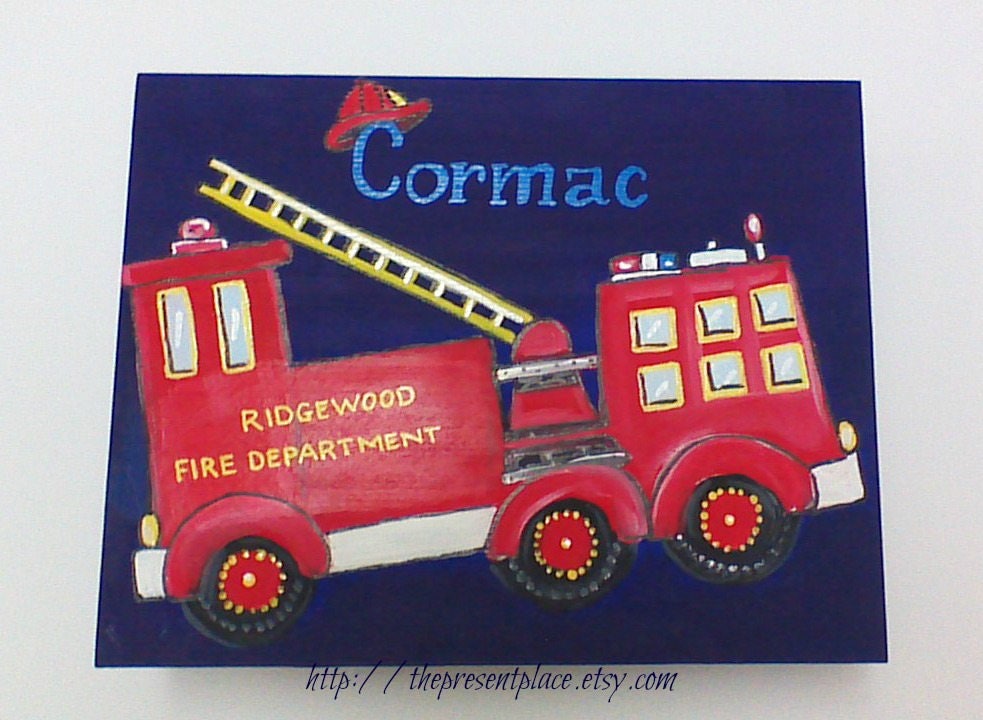 Large Personalizedfireman Boxfire Truck Keepsake Boxfire | Etsy