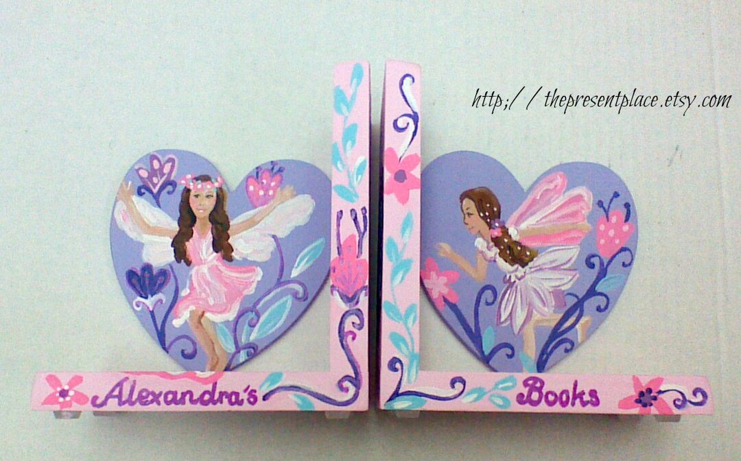 Fairy Bookends,hand Painted Personalized Bookends,girls Bookends,kids ...
