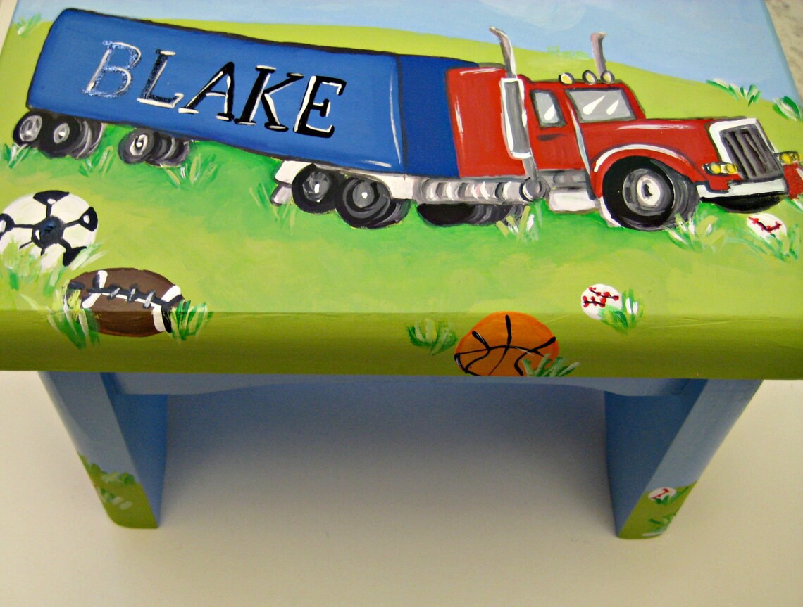 Eighteen Wheeler Personalized Step Stool | Etsy