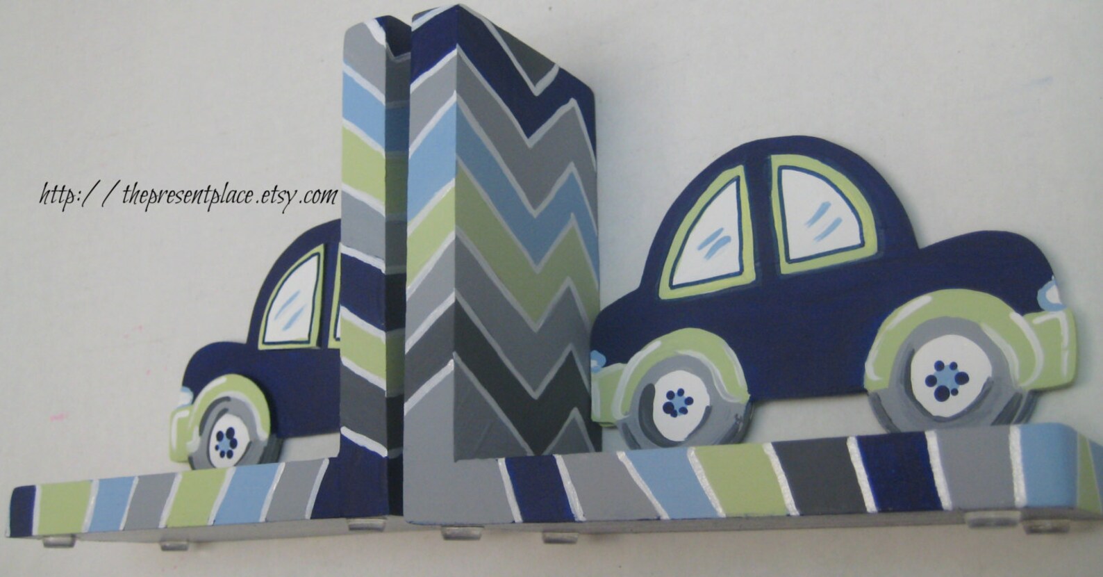 Hand Painted Car Bookendszigzag Bookendsboys | Etsy