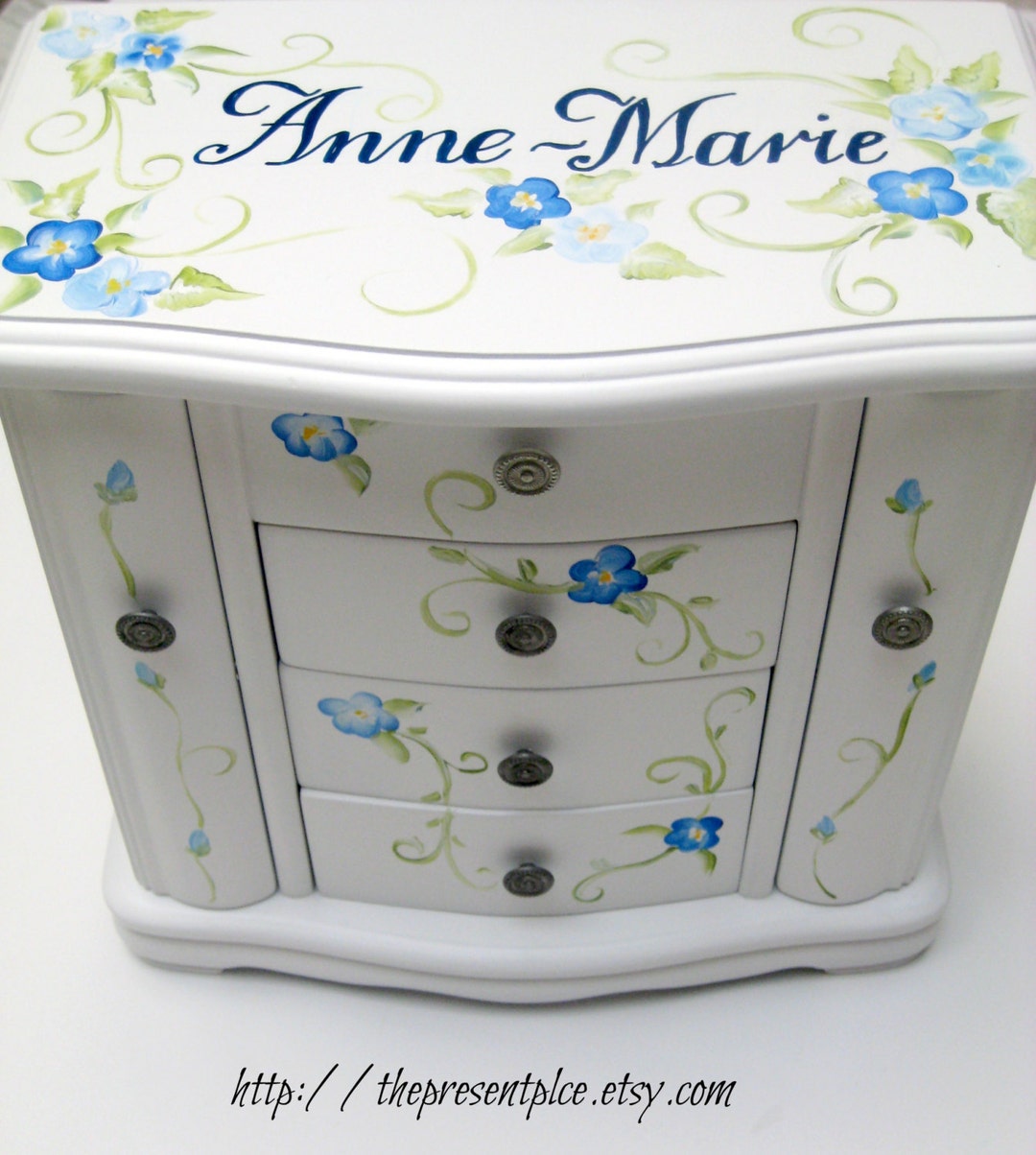 Large White Jewelry Box With Hanging Doors and Drawers - Etsy