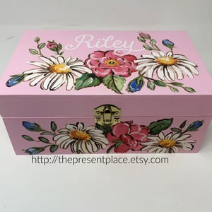 Personalized Pink Memory Box With Daisies and Roses. Shower Gift ...
