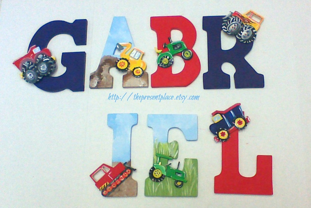 Boys Wooden Letters,construction Theme Letters - Etsy