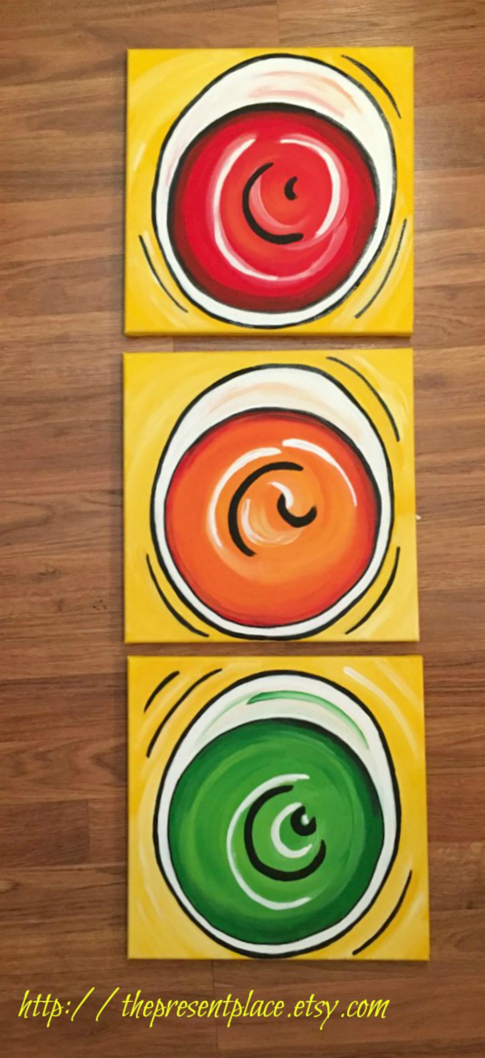 A Large Original Traffic Light Painting on Three 12x - Etsy