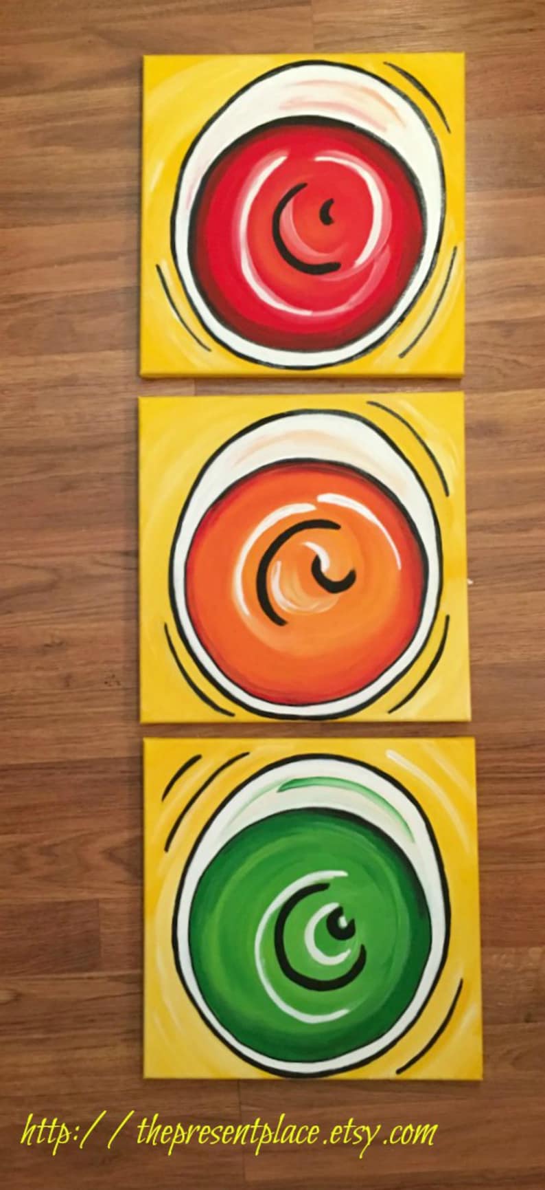 Traffic Light Painting on Three Canvases - Original Design - Etsy