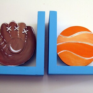 Hand Painted Sports Themed Bookends,sports Bookends,basketball,soccer ...