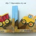 Boys Wooden Letters With a Firetruck, Airplanes, a Train, Tractor, Dump ...