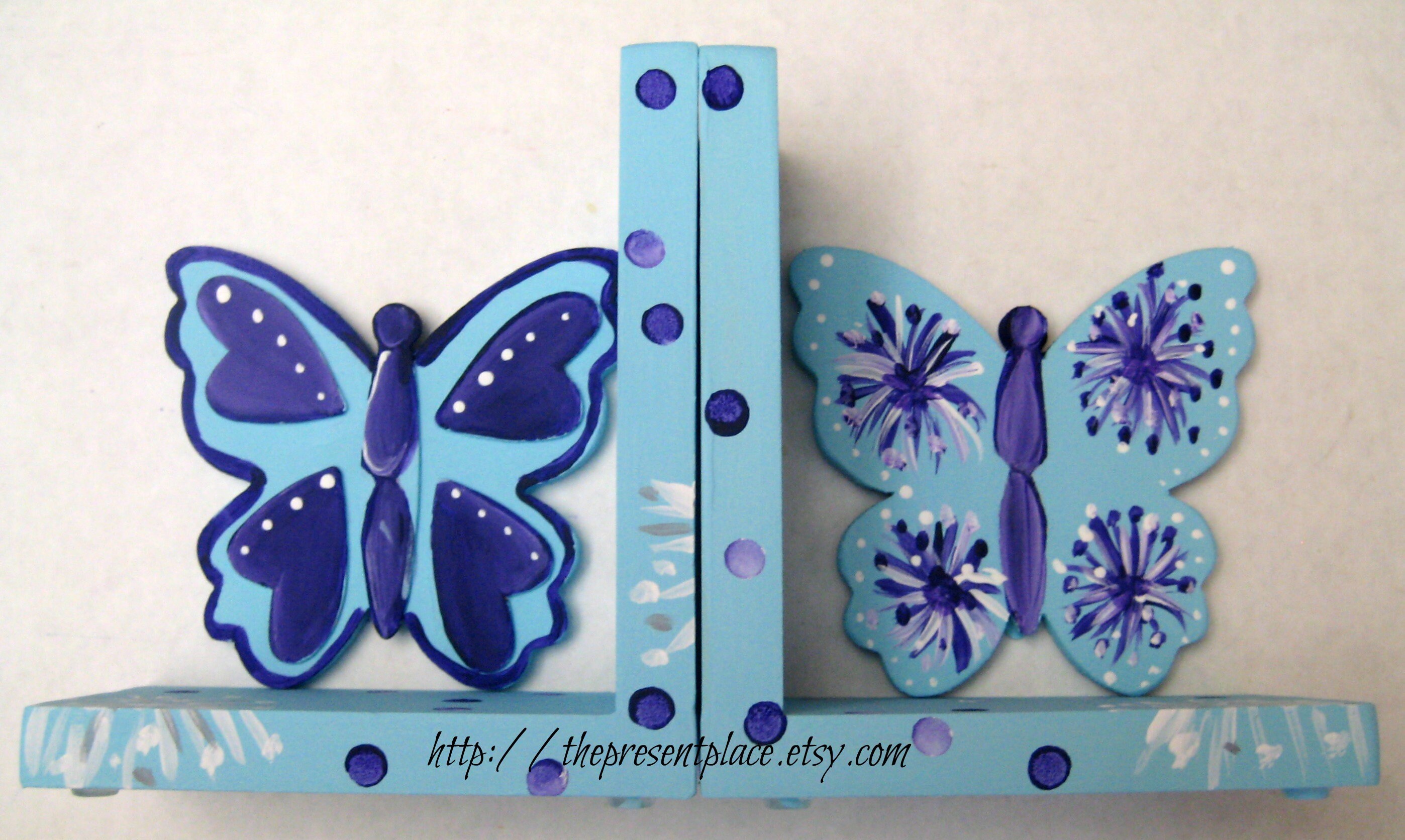Personalized purple butterfly bookends | Etsy