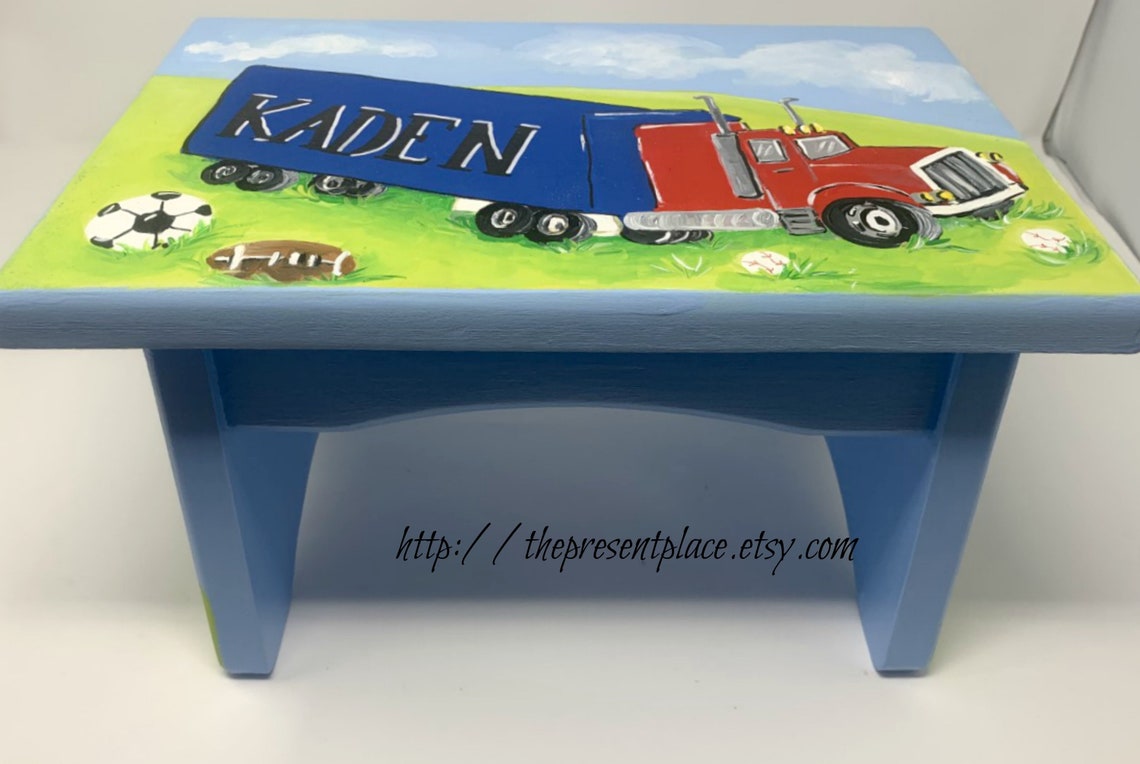 Eighteen Wheeler Personalized Step Stool | Etsy