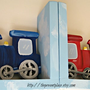 Navy Blue and a Red Train Bookends,personalized Bookend,personalized ...