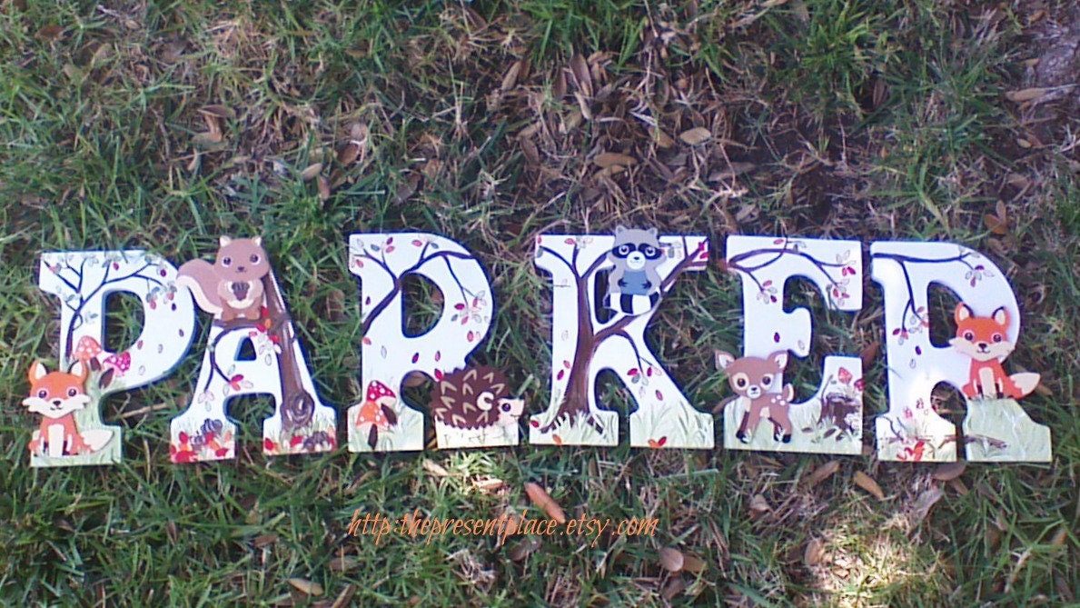 Woodland letterswooden forest animal letters fox letters | Etsy