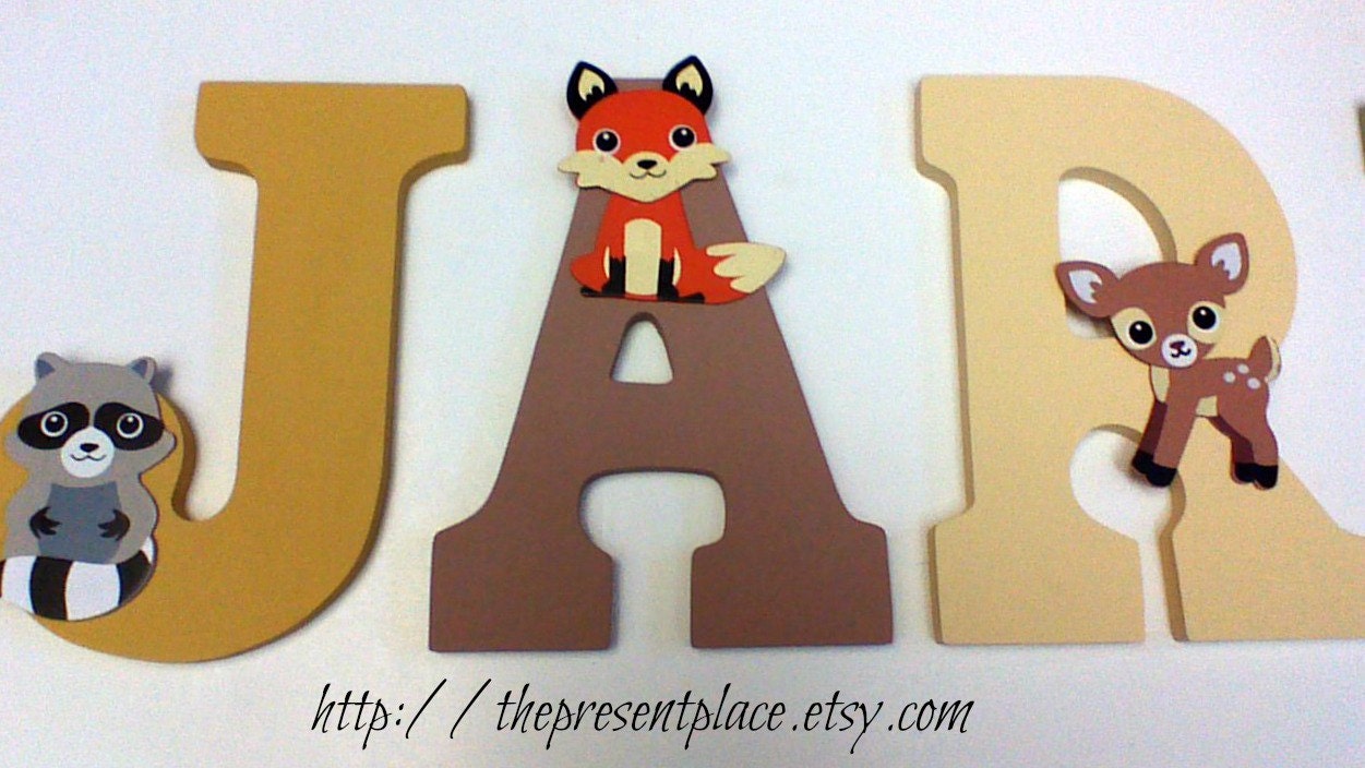 Woodland letterswooden forest animal letters fox letters | Etsy