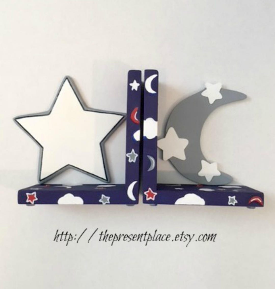 Star Bookends,moon Bookends,kids Bookends,personalized Bookends,boys ...