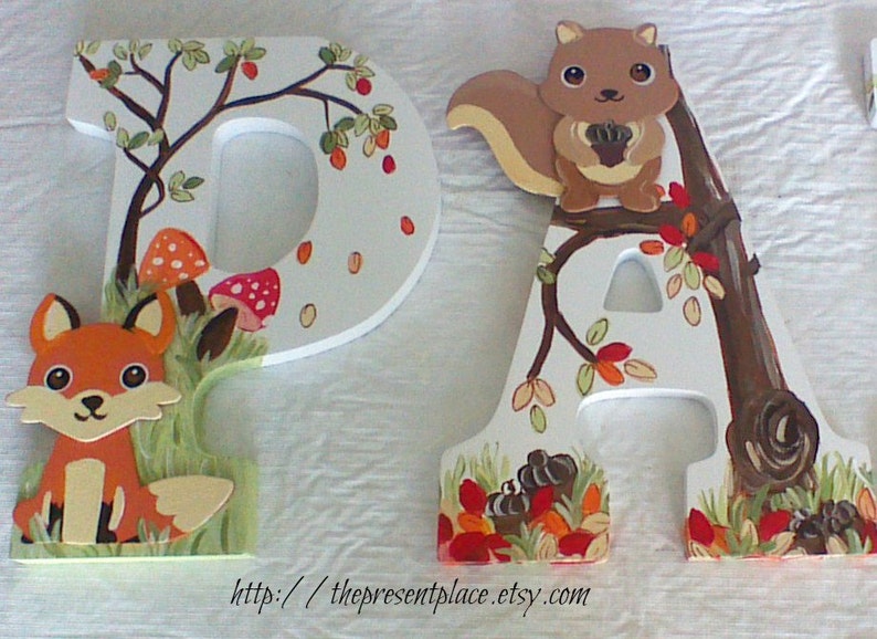 Fox Lettersforest Animal Letterswooden Letters | Etsy