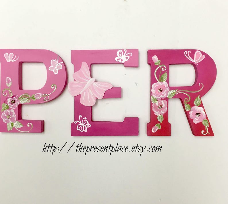 Pink Butterfly Letters for Girls Girls Wooden Letters | Etsy