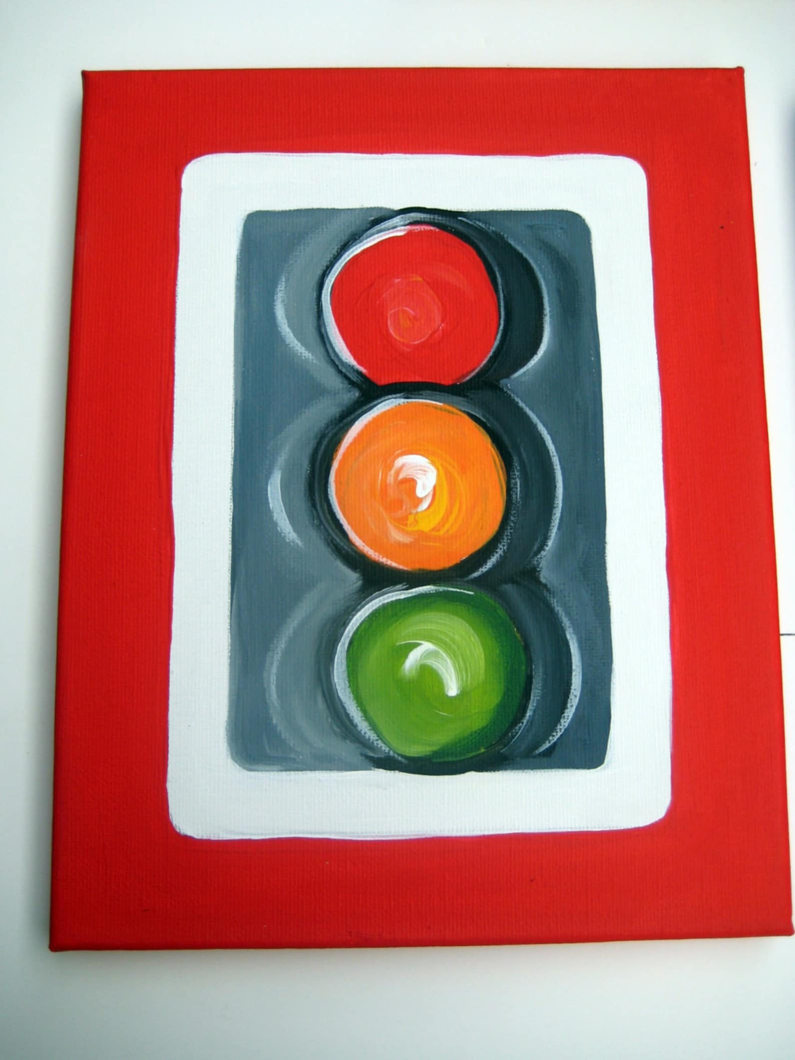 Traffic light paintingbright redtraffic light painting | Etsy