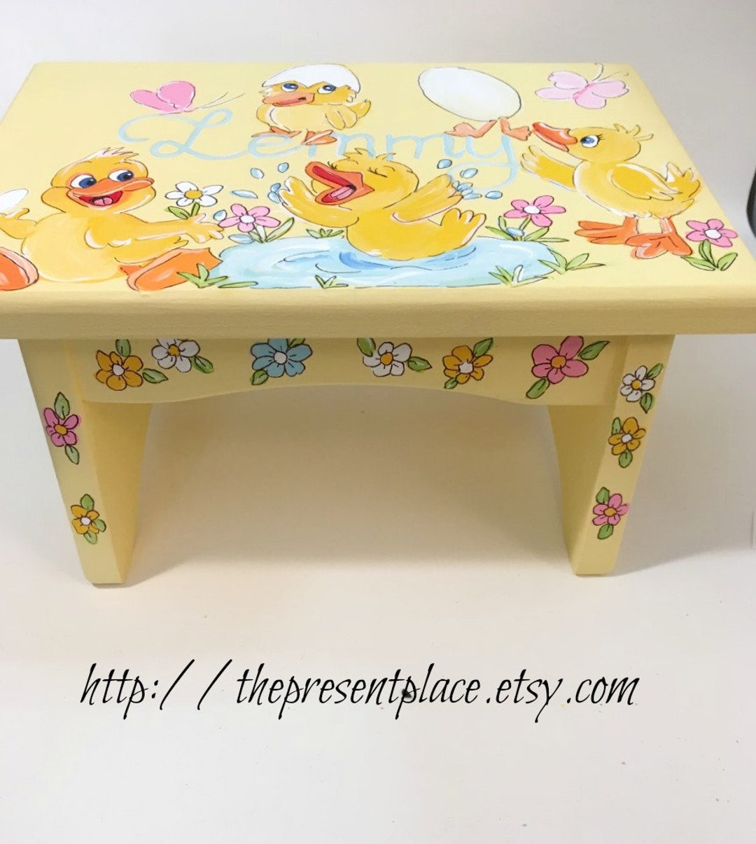 Hand-painted Duck Step Stool: Personalized Kids Bathroom Bench - Etsy