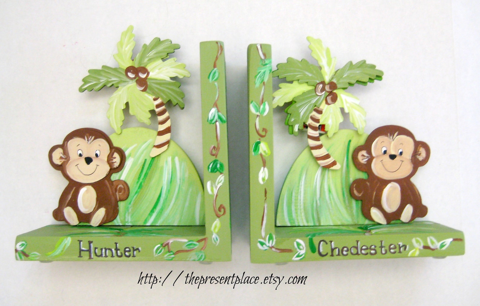 Personalized Monkey Bookends | Etsy