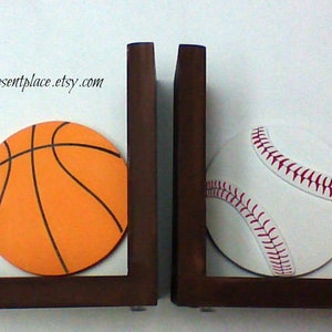 Hand Painted Sports Themed Bookends,sports Bookends,basketball,soccer ...