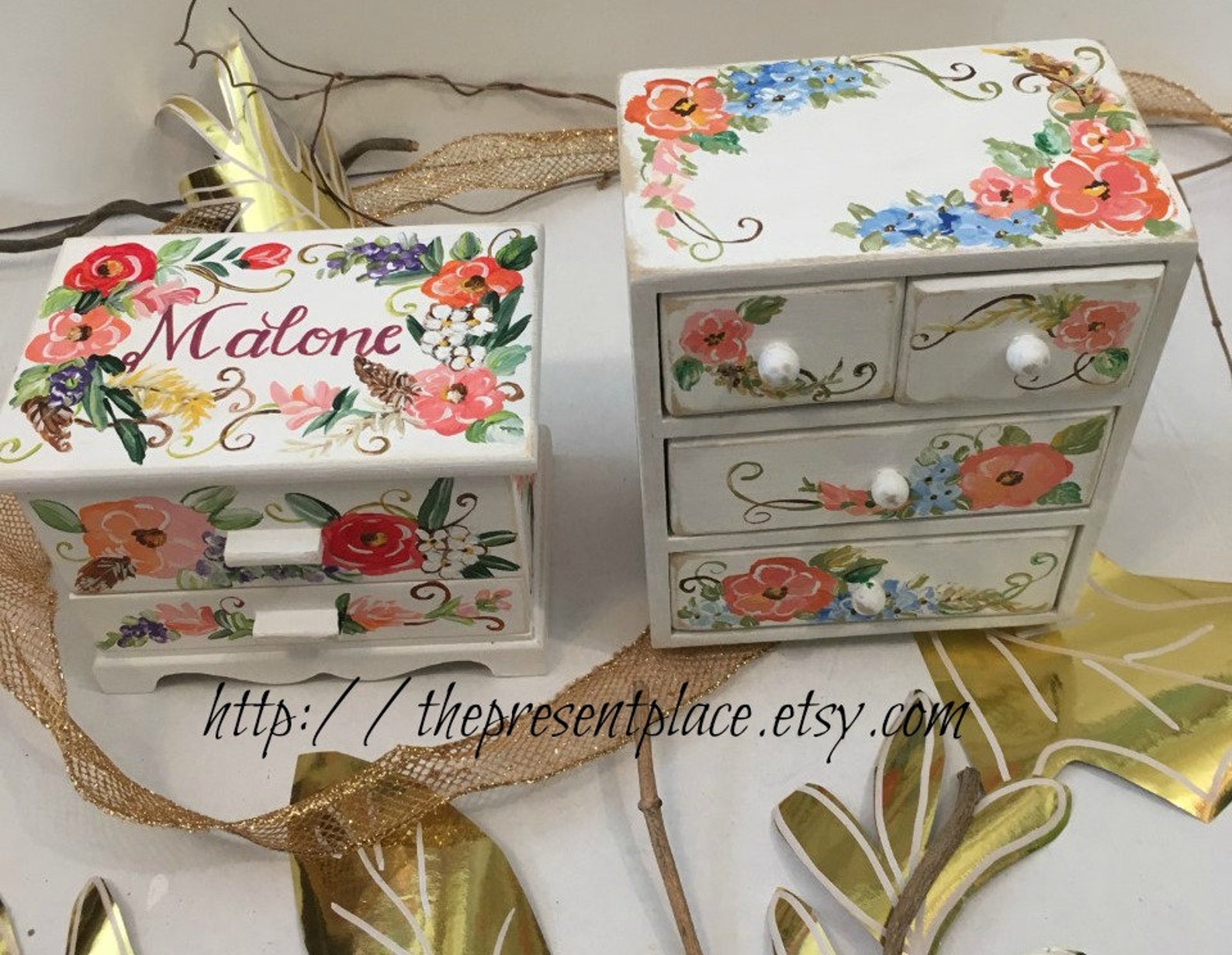 Hand Painted4 Drawer wooden Jewelry Boxjewelry | Etsy