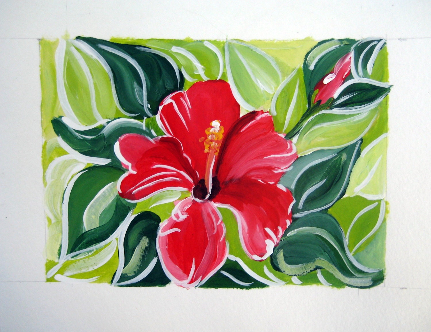 Hibiscus flower paintingoriginal acrylic paintinghibiscus | Etsy