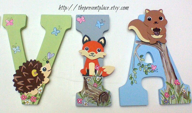 Forest Animal Wooden Letters: Nursery Decor, Girl's Room - Etsy