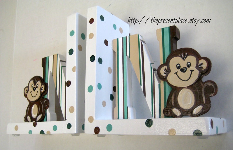 Personalized Initial Bookends With Monkeys | Etsy