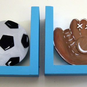 Hand Painted Sports Themed Bookends,sports Bookends,basketball,soccer ...