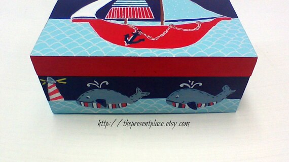 Pirate Ship Keepsake Boxaquarednavysail - Etsy