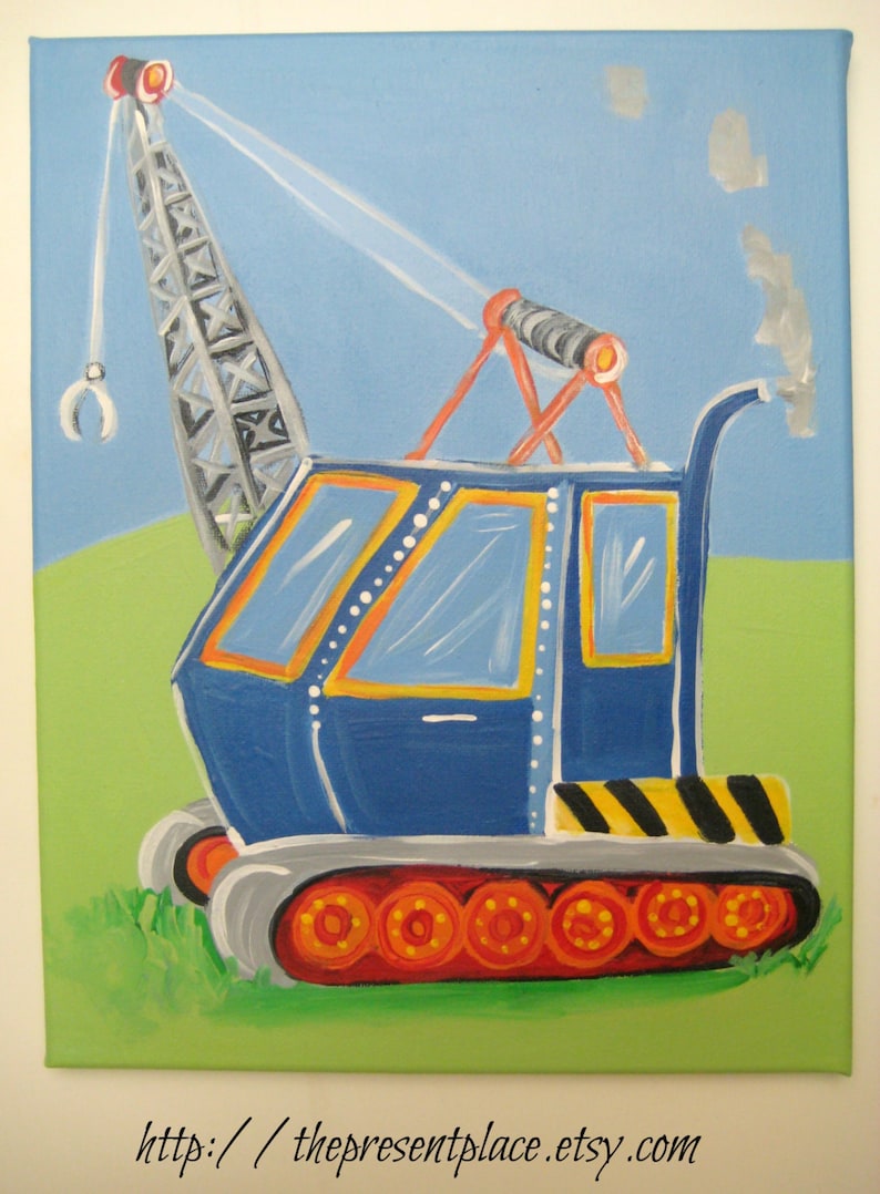 Construction Vehicle Paintings, Boys Nursery Wall Art, Set of 4 - Etsy