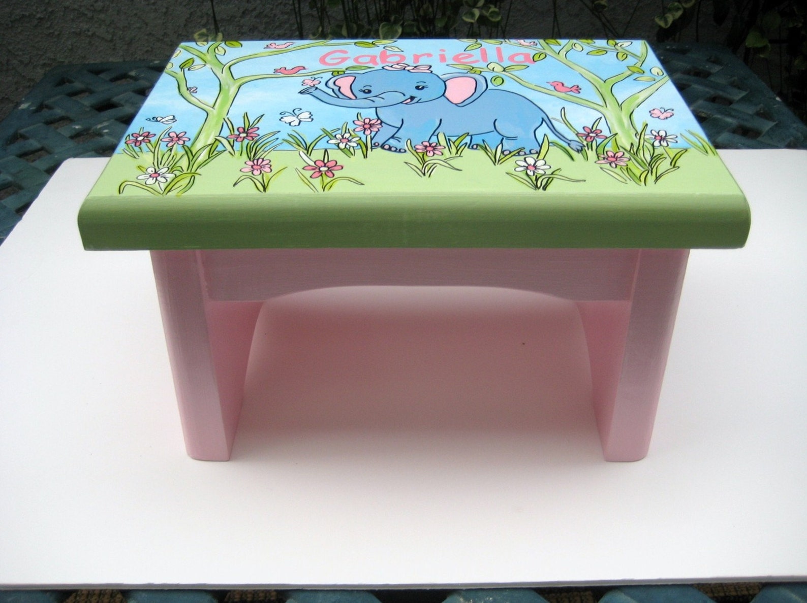 A Personalizedcustomized Elephant Step Stoolpastel | Etsy