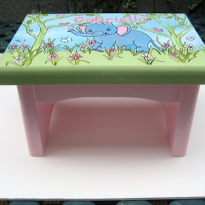 A Personalized,customized Elephant Step Stool,pastel Colors,girl's Step ...