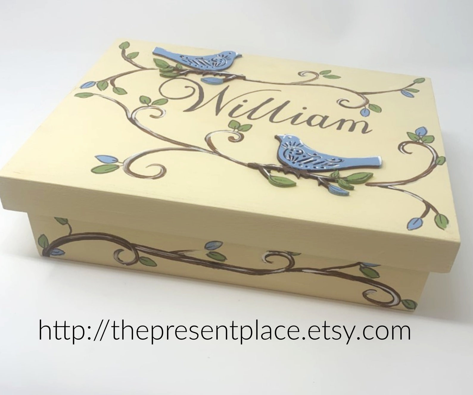 Personalized Boys Keepsake Box. Blue Birds Boys Memory Box, Shower Gift ...