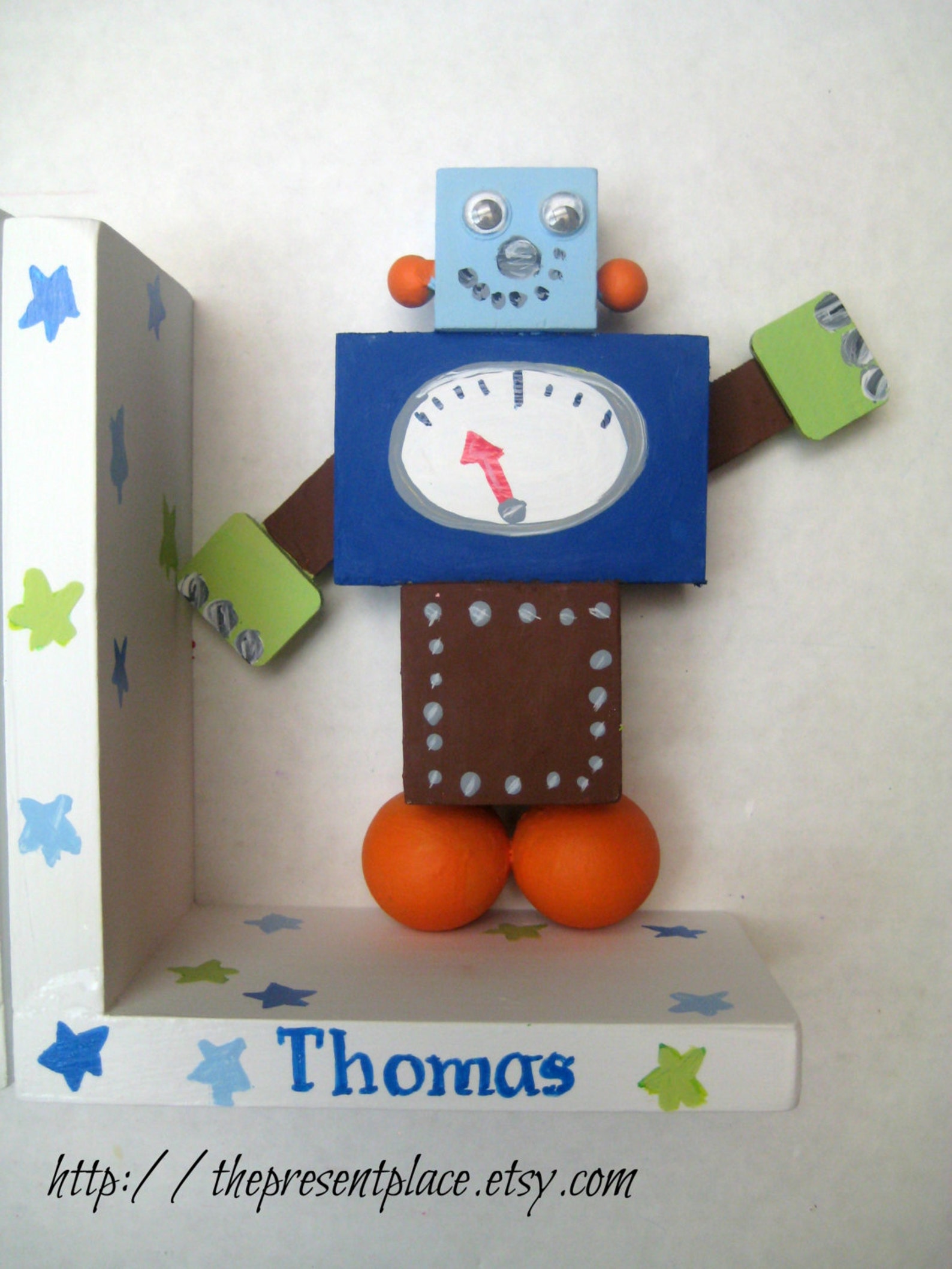 Personalized Wooden Robot Bookends - Etsy