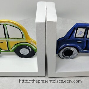 Yellow and Blue Car Bookends - Etsy