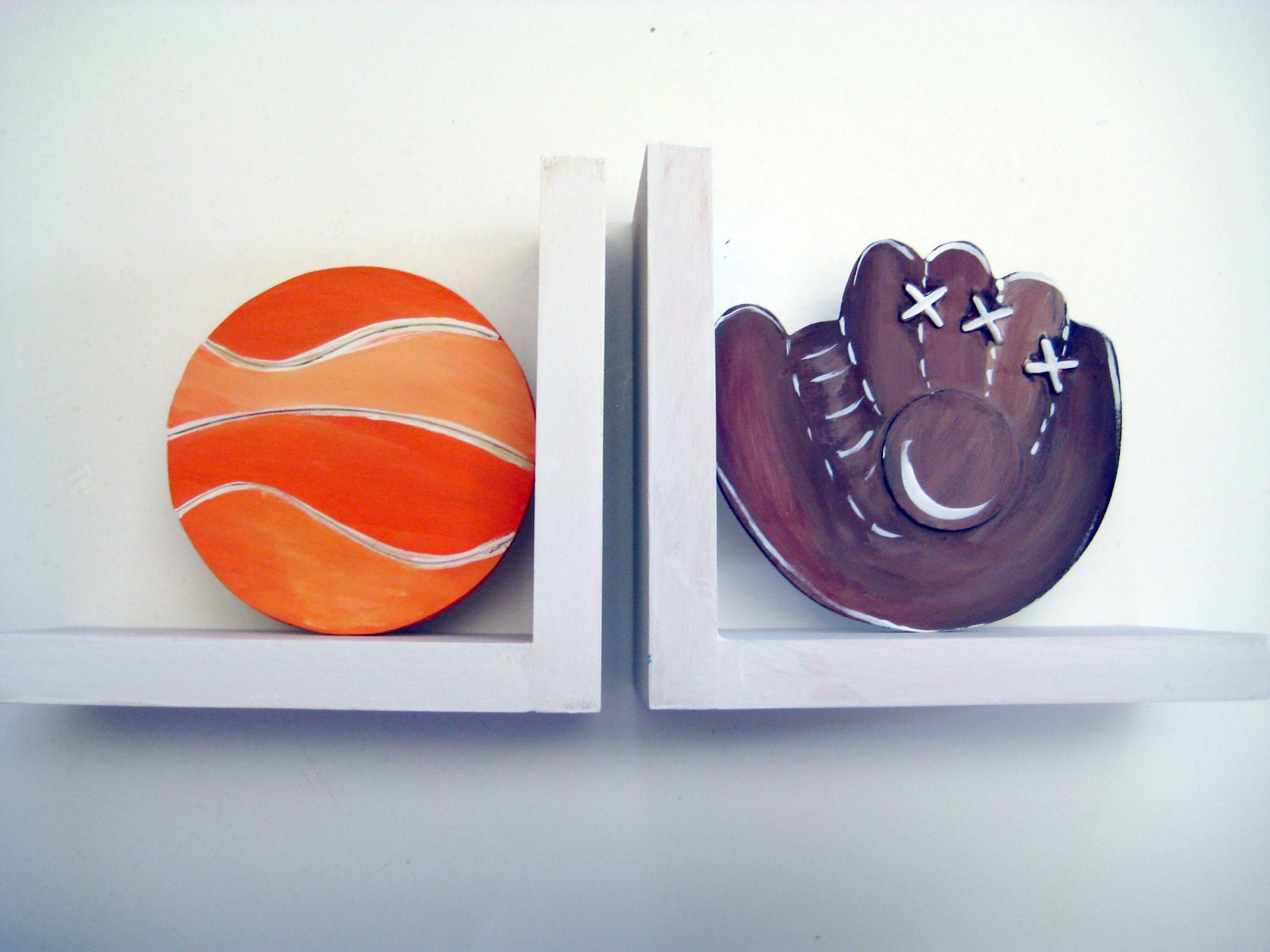 Hand Painted Sports Bookends, Personalized Kids Decor - Etsy