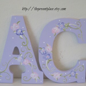 Purple Wooden Letters With Pastel Flowers - Etsy