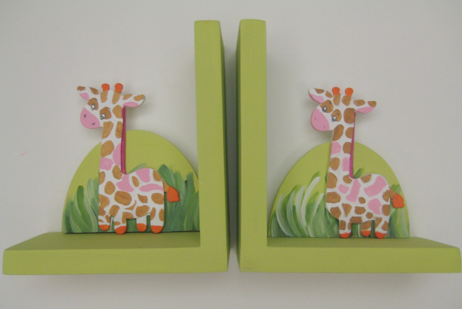 Personalized Giraffe and Elephant Bookends With Pink Flowers - Etsy